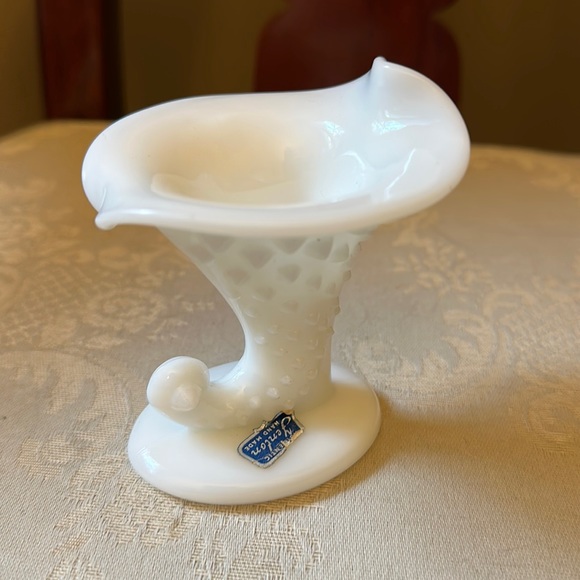 Fenton | Art | Fenton Hobnail Miniature Milk Glass Cornucopia In Euc ...